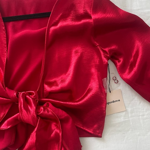 superdown | Tops | Cherry Red Wrap Top | Poshmark